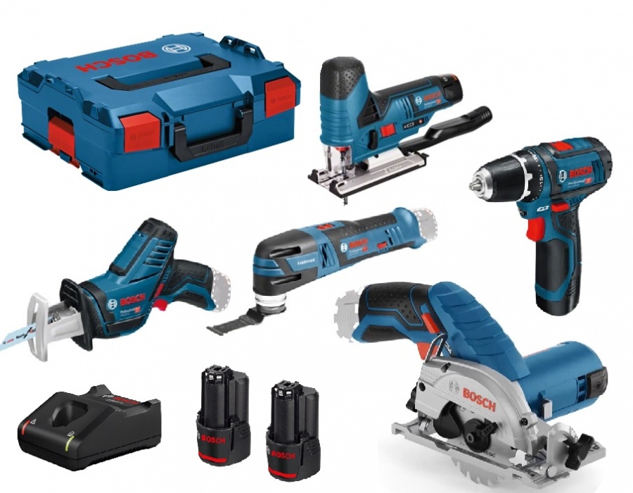 Bosch Kit 5 Utensili 12V GSR 12V-15 + GST 12V-70 + GKS 12V-26 + GOP 12V ...